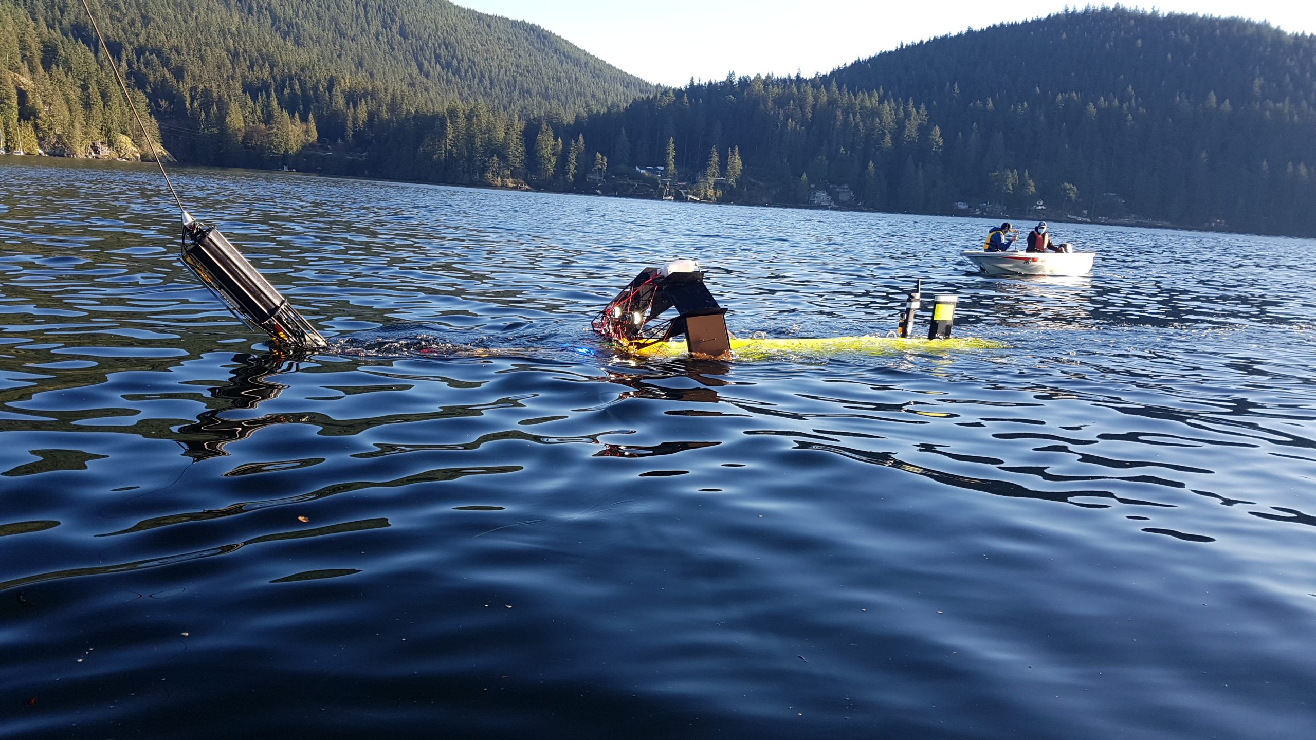 AUV docked with dock on Surface - International Submarine Engineering